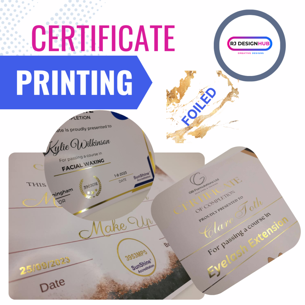 Certificate Printing - RJ Design Hub